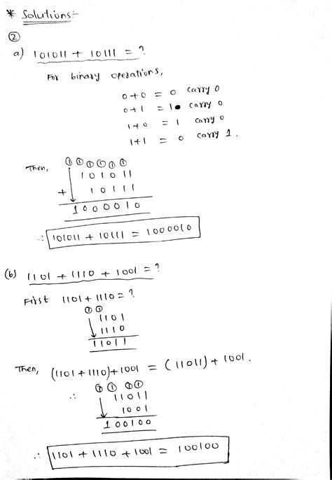 Solved 2 Perform The Following Binary Arithmetic Operations Showing
