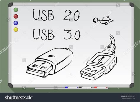 Usb Input Set Whiteboard Hand Drawn Stock Vector Royalty Free 629821403 Shutterstock