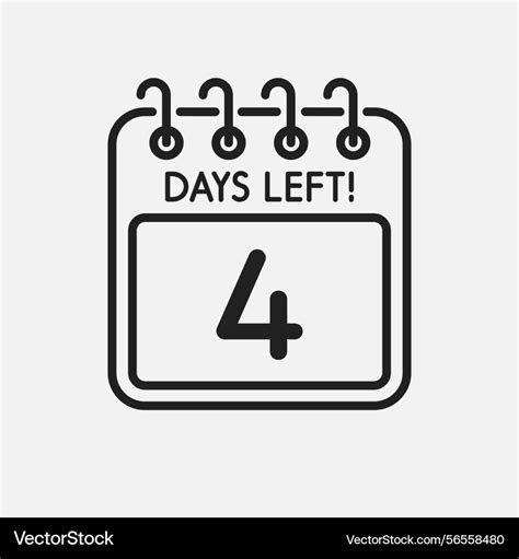 Countdown Daily Page Calendar Icon 4 Days Left Vector Image