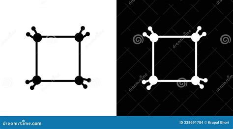 Cyclobutane Molecular Formula Icon Outline Collection In Black Vector Illustration