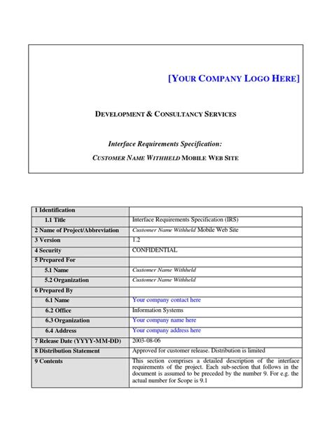 Interface Requirements Specification Pdf Online And Offline World