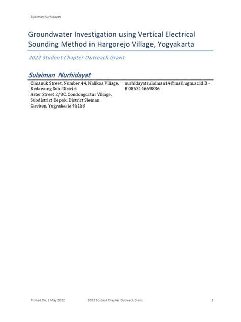 Groundwater Investigation Using Vertical Electrical Sounding Method In