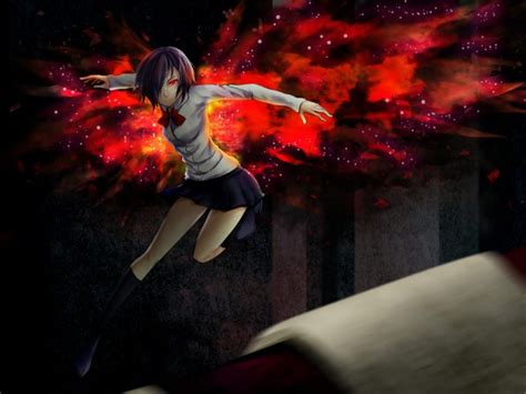 Black Hair Kirishima Touka Kneehighs Red Eyes Seifuku Tokyo
