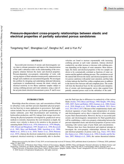 Pdf Pressure Dependent Cross Property Relationships Between Elastic And Electrical Properties