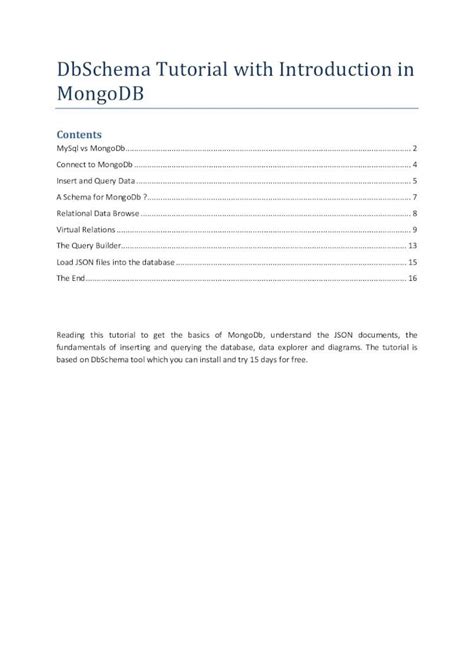 Pdf Dbschema Tutorial With Introduction In Mongodb Dokumentips