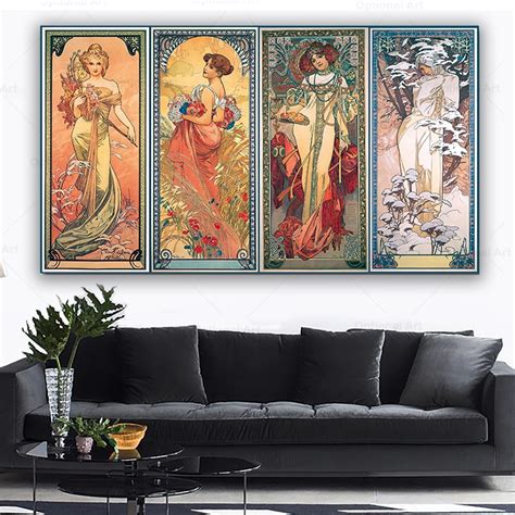 아티스트 Alphonse Mucha 캔버스 회화 포스터 및 인쇄 클래식 포스터 벽 예술 사진 거실 장식 Unframed그림