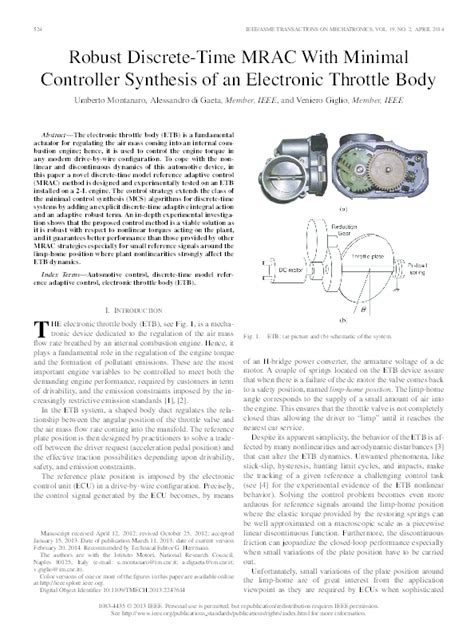 Pdf Robust Discrete Time Mrac With Minimal Controller Synthesis Of An