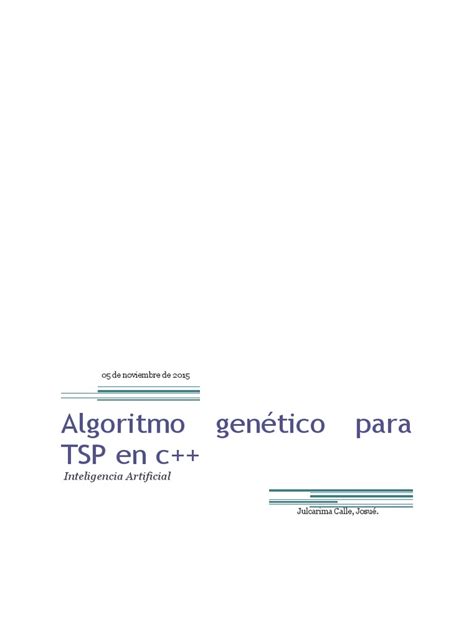Algoritmo Genético Para Resolver El Tsp Pdf Informática Teórica Áreas De Informática