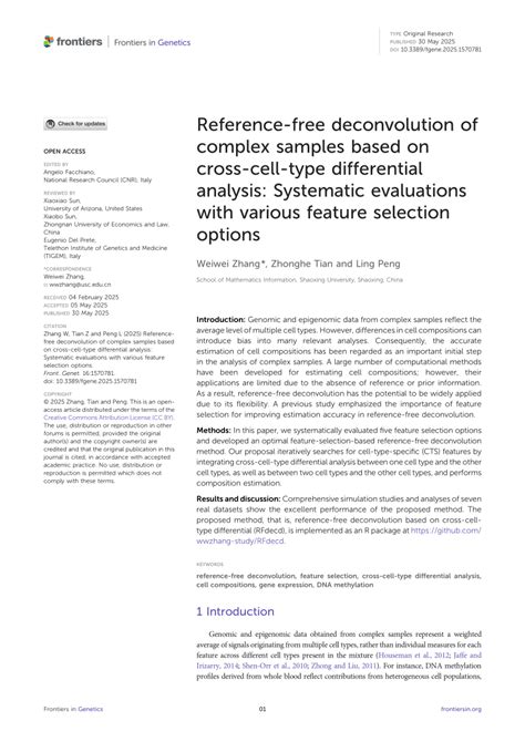 Pdf Reference Free Deconvolution Of Complex Samples Based On Cross Cell Type Differential