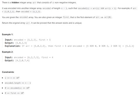 Javaleetcode 1720decode Xored Array 네이버 블로그