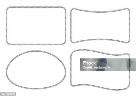 회색 흰색 밧줄 짠 평방 벡터 테두리를 평방 벡터 프레임 흰색 배경에 고립의 세트 프레임에 대한 스톡 벡터 아트 및 기타 이미지