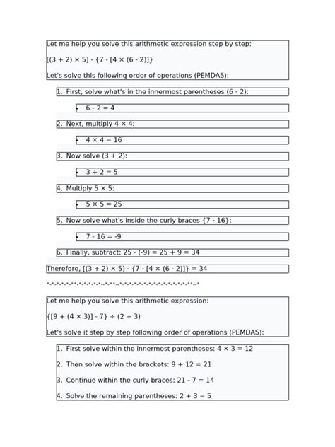 Let Me Help You Solve This Arithmetic Expression Step By Step Pdf Bracket Mathematics