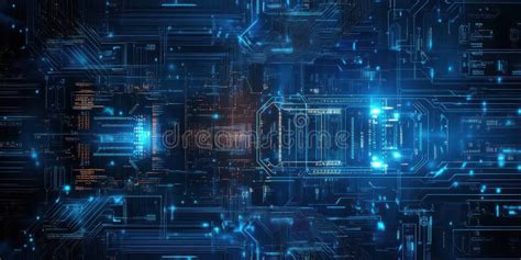 Abstract Digital Circuitry With Glowing Blue Lines Stock Illustration Illustration Of Modern