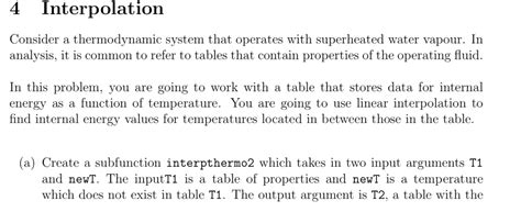 Solved 4 Interpolation Consider A Thermodynamic System That