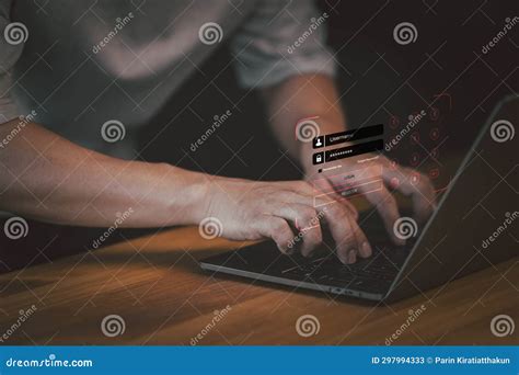 Man Type Username And Password For The Computer Laptop Stock Image Image Of Cyber Create
