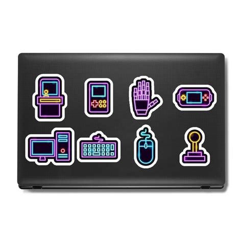 قیمت و خرید استیکر لپ تاپ و موبایل گوفی طرح گیمینگ نئون مجموعه 16 عددی