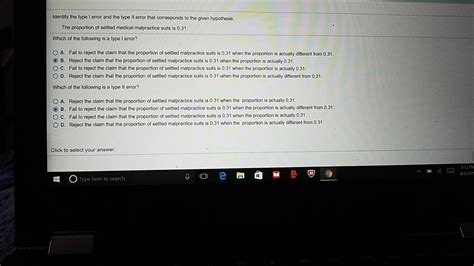 Solved Identify The Type I Error And The Type I Error That