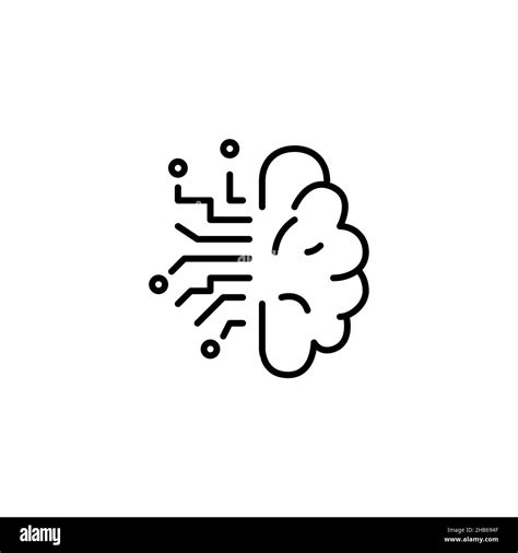 Artificial Intelligence Brain With Cpu Circuits Pixel Perfect Editable Stroke Icon Stock