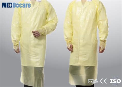 Cpe Isolation Gown Yellow Thumb Loop Wrist Plastic Polyethylene Material