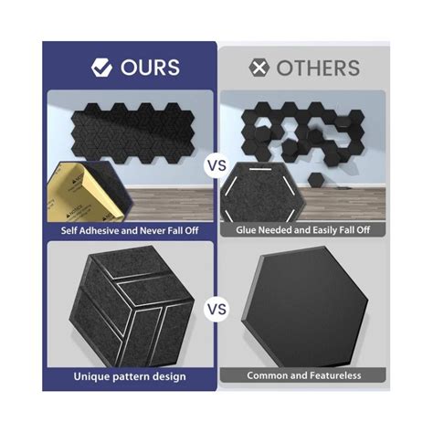 Panel Acústico Hexagonal • Autoadhesivo • Unidad • Negro