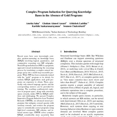 Complex Program Induction For Querying Knowledge Bases In The Absence