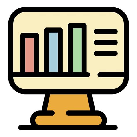Premium Vector Monitor Graph Chart Icon Outline Monitor Graph Chart Vector Icon Color Flat