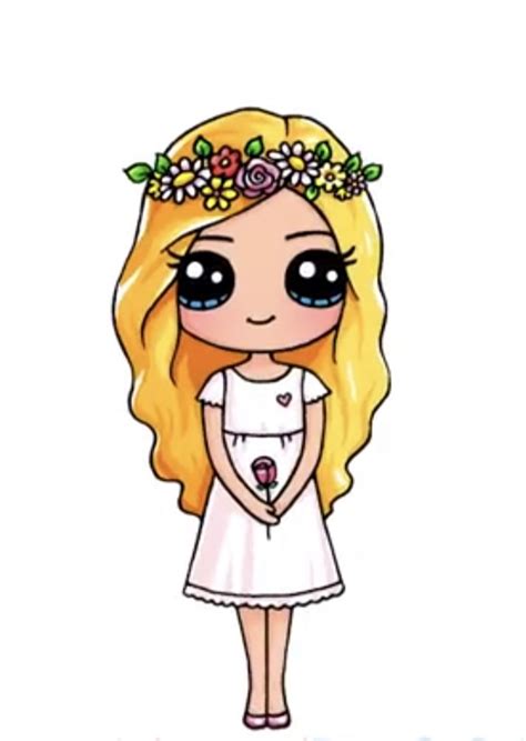 A Cartoon Girl With Flowers On Her Head And The Words I Love You So Much