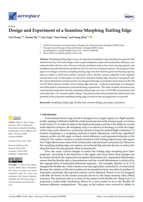 Pdf Design And Experiment Of A Seamless Morphing Trailing Edge