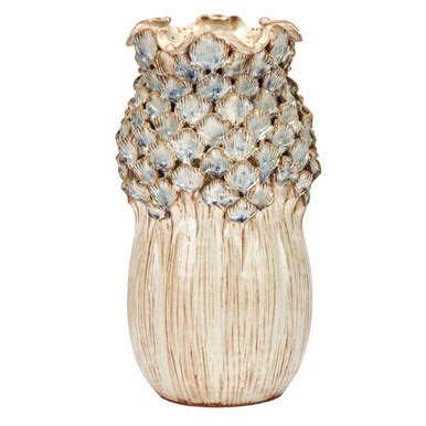 Large Cream White Ceramic Flower Bulb Vase V241l