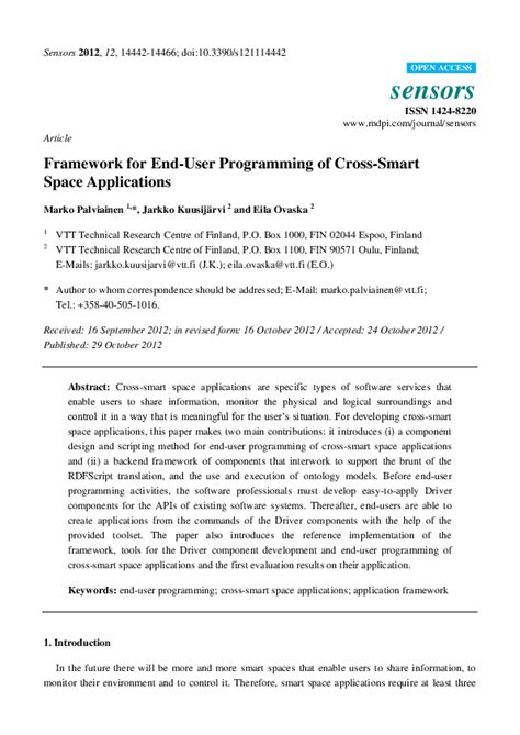 Pdf Framework For End User Programming Of Cross Smart Space Applications