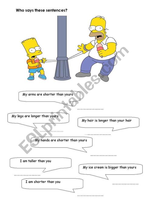 Bart And Homer Simpson Esl Worksheet By Belen84