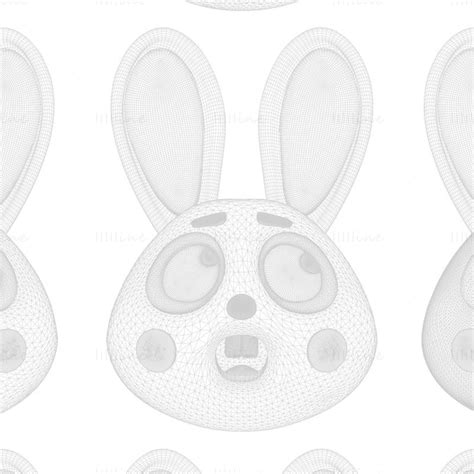 Cartoon Head Rabbit Pack Emoji 3d Model