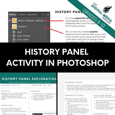Photoshop History Panel Lesson And Activities For Non Destructive Editing