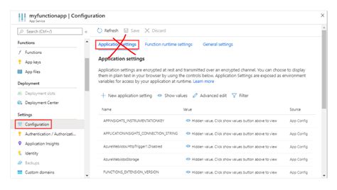 Unable To See Azure Function App Application Settings Stack Overflow