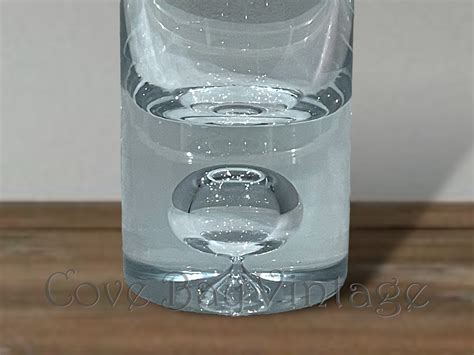 Vintage Clear Bubble Stem Glass Vase C1970s European Vases