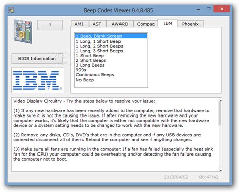 Bios Beep Codes Viewer 11 1 1 1959 Download Review Screenshots