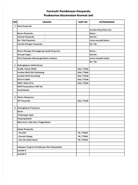 Qdoc Tips Form Pembinaan Posyandu Pdf