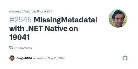 Missingmetadataexception With Net Native On 19041 · Issue 2545