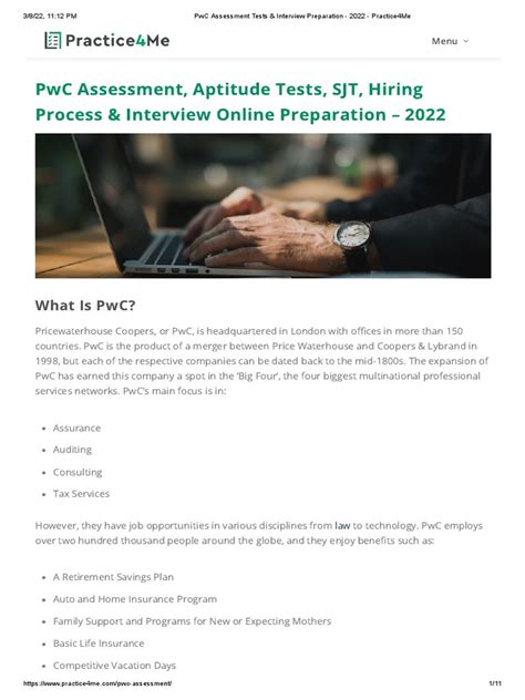 Pwc Assessment Tests And Interview Preparation 2022 Practice4me Pdf