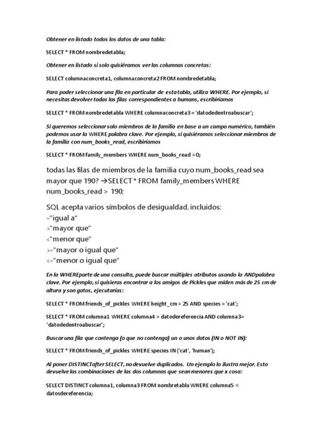 Sentencias Sql Para Usar Pdf