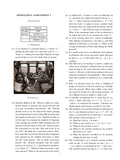 2019 21 Kinematics Assignment 1 Pdf Acceleration Velocity
