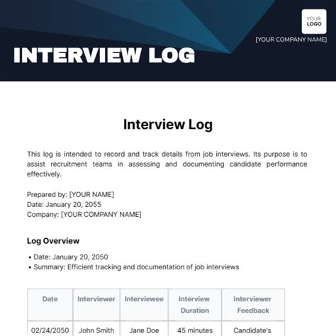 Free Interview Log Template To Edit Online
