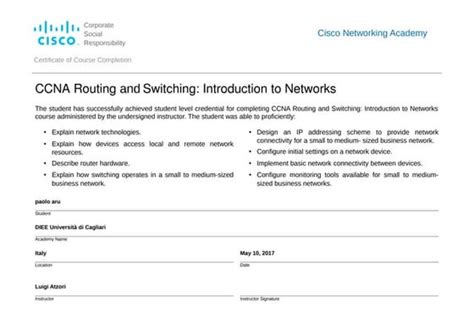 Letter Of Appreciation Ccna Routing And Switching Introduction To