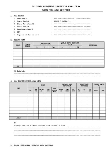 Instrumen Data Siswa Dan Gpai Dan Pengembangan Pai Jauhari Pdf