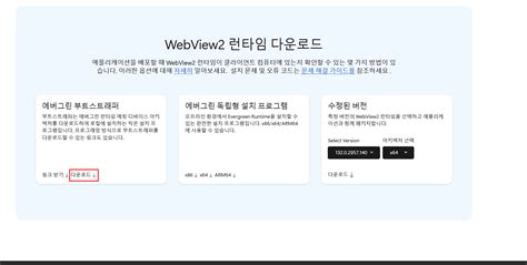 Microsoft Edge Webview2 런타임 다운