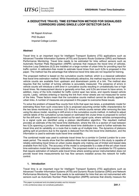 Pdf A Deductive Travel Time Estimation Method For Signalised Corridors Using Single Loop