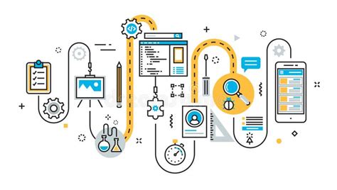 Schema Del Processo Di Sviluppo Di Applicazioni Mobile Per Il Divieto Del Sito Web Illustrazione