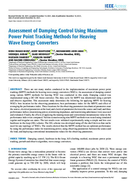 Pdf Assessment Of Damping Control Using Maximum Power Point Tracking