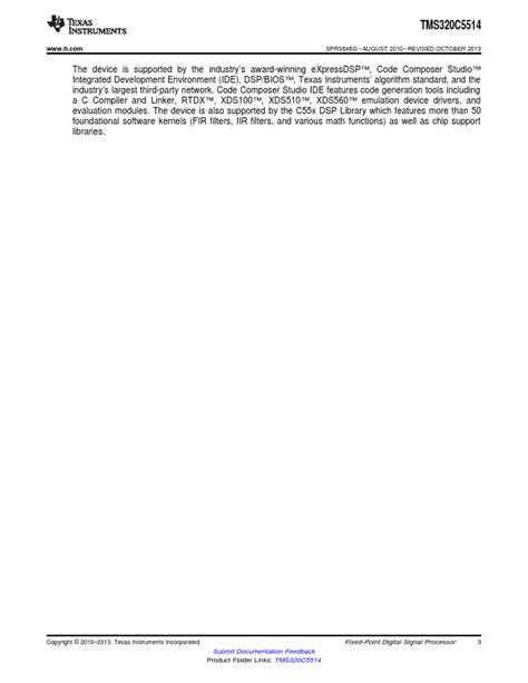Tms320c5514 Datasheet Processor Equivalent Texas Instruments
