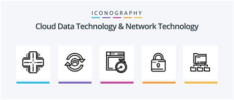 Cloud Data Technology And Network Technology Line 5 Icon Pack Including